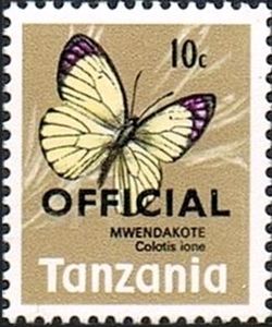 Stamp: Bushveld Purple Tip (Colotis ione) (Tanzania) (Official stamps ...