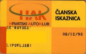 Functional Card: HAK - Hrvatski AutoKlub (Car Assistance and Auto Clubs ...