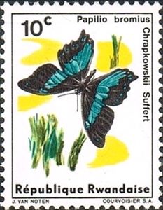 Stamp: Broad Green-banded Swallowtail (Papilio bromius) (Rwanda ...