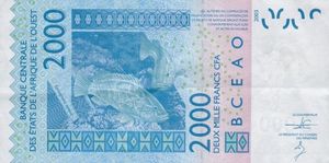 Banknote: 2,000 Francs CFA (West African States(D for Mali) Wor:P-416 Dm