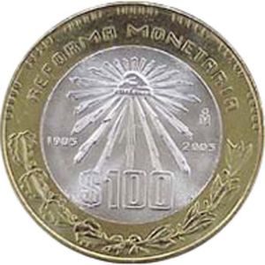 Moneda: 100 Pesos (100th Anniversary of the 1905 Monetary Reform ...