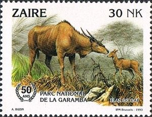 Stamp: Cape Eland (Taurotragus oryx oryx) (Zaire(Garamba National Park ...