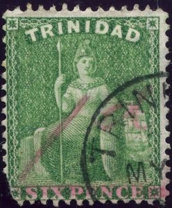 Stamp: Seated Britannia - Surcharged (Trinidad(Seated Britannia ...