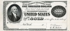 Banknote: 5,000 Dollars (United States of America(1888 Gold ...