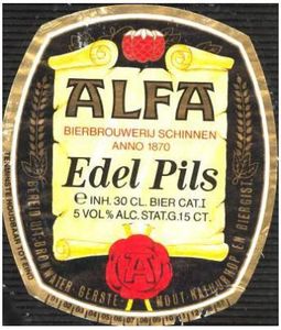 Drink Label: Alfa Edel pils 30CL (Alfa Bierbrouwerij, NetherlandsCol:NL ...