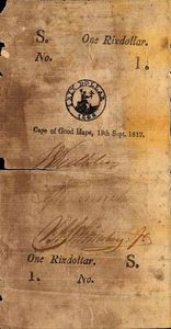 Billete de Banco: 1 Rix Dollar (Sudáfrica(1808 Issue) Wor:P-1