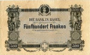 Banknote: 500 Franken (Switzerland(Specialized Issues) Wor:P-S145 Br