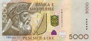 Banknote: 5,000 Leke (Albania(2001 Issue) Wor:P-70