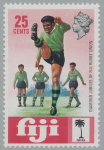 Stamp: Kicking Ball (Fiji(Diamond Jubilee of Fiji Rugby Union) Mi:FJ ...