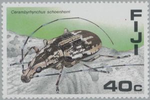 Stamp: Beetle (Cerambyrhynchus schoenherri) (Fiji(Fijian Insects) Mi:FJ ...