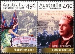 Stamp: Parade and Edmund Barton (Australia(Centenary of Federation) Mi ...
