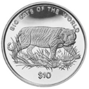 Coin: 10 Dollars (Big cats of the world - Tiger) (Sierra Leone(2001 ...
