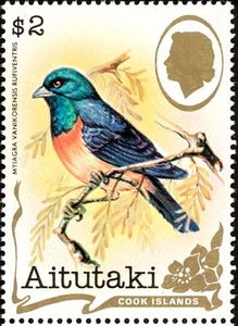 Stamp: Vanikoro Flycatcher (Myiagra vanikorensis rufiventris) (Aitutaki ...