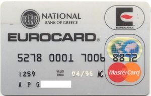Bank Card: EUROCARD MasterCard 09/94 (National Bank of Greece ...