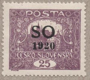 Sello: Hradcany at Prague - overprint S O 1920 (Silesia Oriental ...