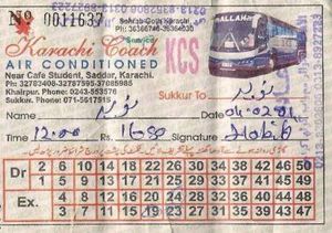 Transport Ticket: Karachi Coach Service Company (Karachi Coach ...