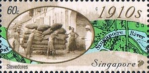 Stamp: Stevedores 1910 (Singapore(Singapore River) Mi:SG 1003,Yt:SG 958 ...