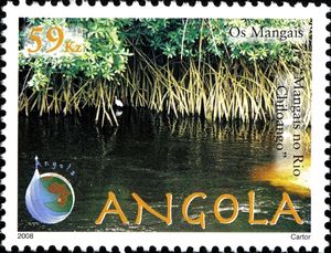 Stamp: Mangroves at the banks of Rio Chiloango (Angola) (Mangroves ...
