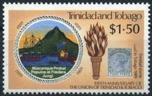 Stamp: Pre-1889 Trinidad Emblem and Trinidad 1883 4d. Stamp (Trinidad ...