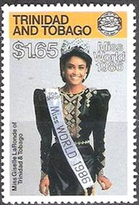 Stamp: Miss Giselle La Ronde Wearing Miss World Sash (Trinidad and ...