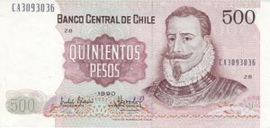 Banknote: 500 Pesos (Chile(1975-2009 Issue) Wor:P-153b.10