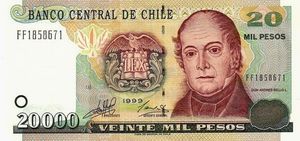 Banknote: 20,000 Pesos (Chile(1997-2008 Issue) Wor:P-159a.3