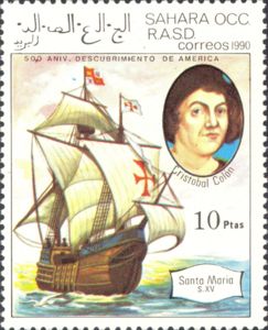 Stamp: Cristobal Colón and Santa Maria (Western Sahara: Illegal Stamps ...