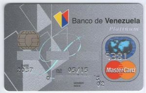 Bank Card: Banco de Venezuela (Banco De Venezuela, VenezuelaCol:VE-MC-0226