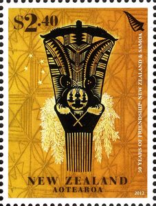 Stamp: Selu Tuiga with tatau (tattoo) motifs and patterns (New Zealand ...