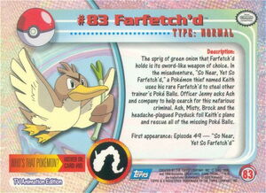 Game Card: Farfetch'd (Pokémon(Pokémon TV Animation Edtion Series 2 ...