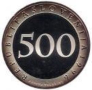 Coin: 500 Tolarjev (150th Anners. of First Slovenian Railway) (Slovenia(1991~2006 - Tolar ...
