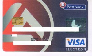 Bank Card: Postbank Visa Electron Red Chip - 01/14 (Postbank ...
