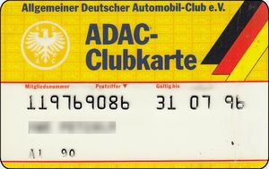 Functional Card: ADAC-Clubcarte (Car Assistance and Auto Clubs, Germany ...