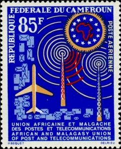 Timbre: Letters, Airplane, Transmission Towers (CamerounMi:CM 394,Sn:CM ...