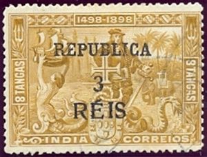 Stamp: Vasco da Gama (India, Portuguese(Vasco da Gama Issue Surcharged ...