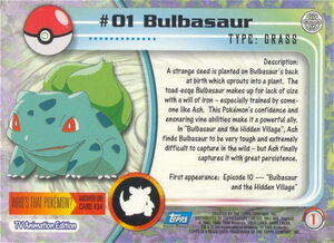 Game Card: Bulbasaur (Pokémon) (Pokémon TV Animation Edition Series 1 ...