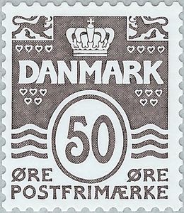 Stamp: Wave lines (Denmark(Wavy Lines (With Hearts / Diagonal hatch ...
