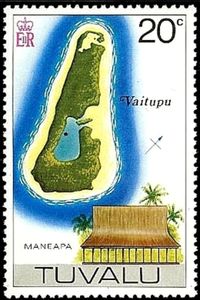 Stamp: Vaitupu and Village Hall (Maneapa) (Tuvalu(Country Motifs) Mi:TV ...