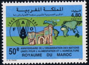 Stamp: 50th Anniversary of F.A.O. (MoroccoMi:MA 1270,Sn:MA 799,Yt:MA ...