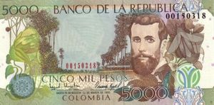 Banknote: 5,000 Pesos (Colombia(1993-1999 Issue) Wor:P-441a.1 💴