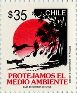 Stamp: Environmental Protection - Forest fire (Chile) (Environmental ...