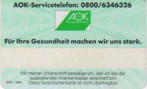 Functional Card: AOK - Die Gesundheitskasse (Insurance, Germany, Federal Republic(AOK – Die ...