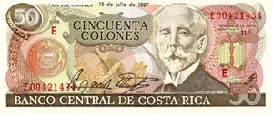 Billete de Banco: 50 Colones (Costa Rica(edicion 1983-88) Wor:P-253a.1