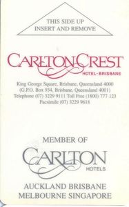 Hotel Card: Carlton Crest Hotel - Brisbane (Carlton, AustraliaCol:AUS-00341