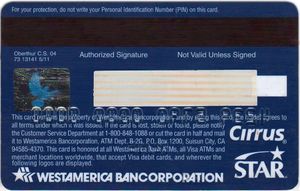 Bank Card: Visa Debit (WestAmerica Bank, United States of AmericaCol:US ...