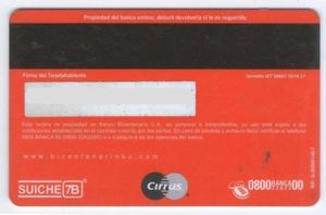 Bank Card: Bicentenario (Banco Bicentenario, Venezuela) Col:VE-MS-0055-1A