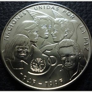 Coin: 1 Peso (50th Anniversary - United Nations) (Cuba(1995 - 50th ...
