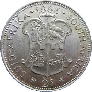 Coin: 2 Shillings (Elizabeth II 1st portrait) (South Africa(1952~1960 - British Dominion ...