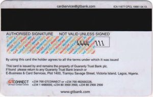 Bank Card: MasterCard Debit (Guaranty Trust Bank, Nigeria) Col:NG-MC ...