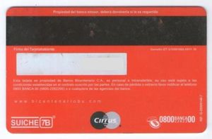 Bank Card: Banco Bicentenario (Banco Bicentenario, VenezuelaCol:VE-MS-0489